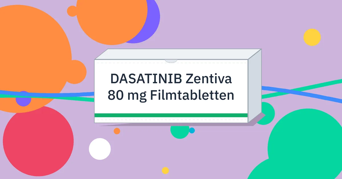 Symbolbild: Packung mit der Aufschrift DASATINIB Zentiva 80 mg Filmtabletten (PZN 15592035) – Verfügbarkeit und Bezug in Apotheken in Frankfurt am Main