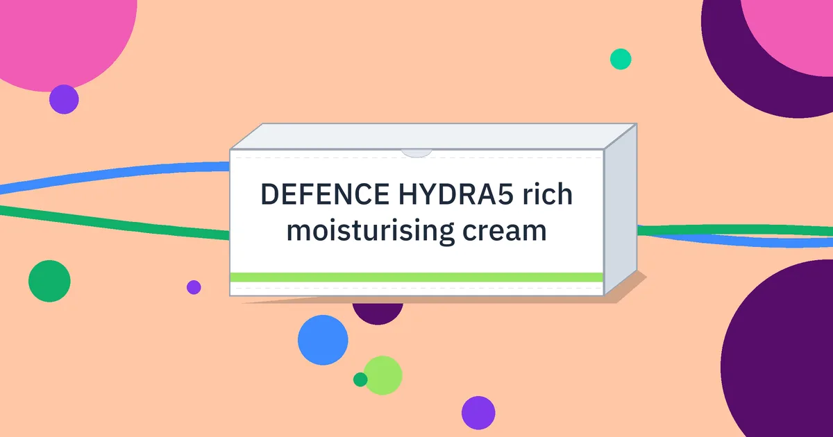 Symbolbild: Packung mit der Aufschrift DEFENCE HYDRA5 rich moisturising cream (PZN 12434703) – Verfügbarkeit und Bezug in Apotheken in Frankfurt am Main