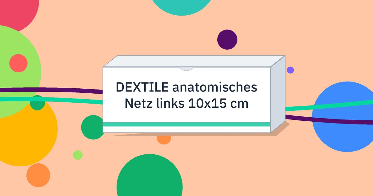Symbolbild: Packung mit der Aufschrift DEXTILE anatomisches Netz links 10x15 cm (PZN 18257863) – Verfügbarkeit und Bezug in Apotheken in Frankfurt am Main