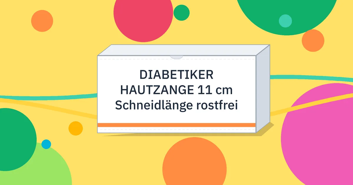 Symbolbild: Packung mit der Aufschrift DIABETIKER HAUTZANGE 11 cm Schneidlänge rostfrei (PZN 17288258) – Verfügbarkeit und Bezug in Apotheken in Frankfurt am Main