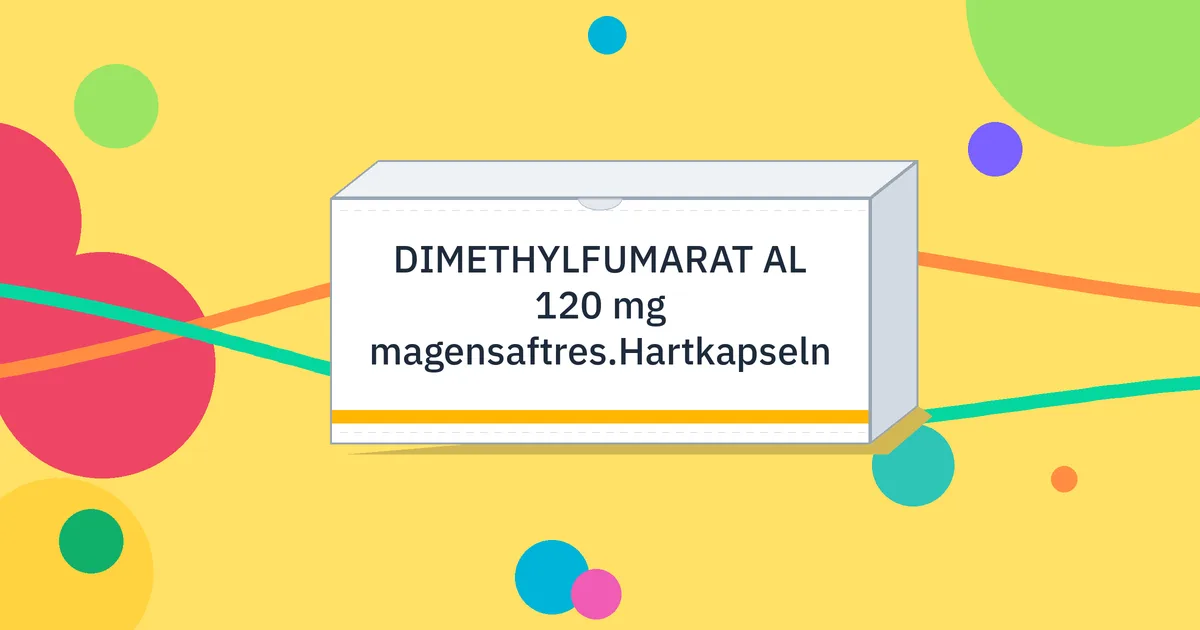 Symbolbild: Packung mit der Aufschrift DIMETHYLFUMARAT AL 120 mg magensaftres.Hartkapseln (PZN 20355774) – Verfügbarkeit und Bezug in Apotheken in Frankfurt am Main