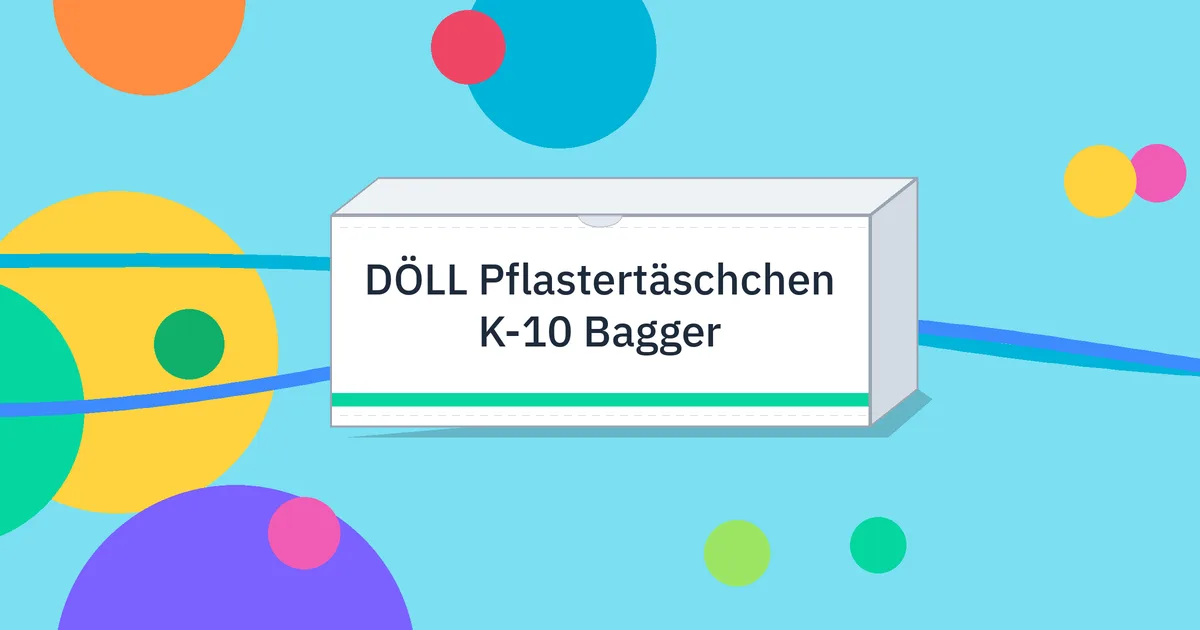 Symbolbild: Packung mit der Aufschrift DÖLL Pflastertäschchen K-10 Bagger (PZN 19495754) – Verfügbarkeit und Bezug in Apotheken in Frankfurt am Main