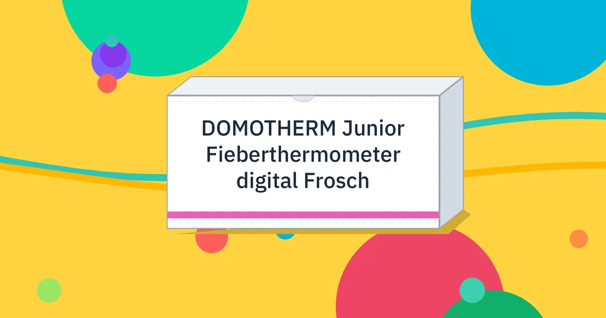 Symbolbild: Packung mit der Aufschrift DOMOTHERM Junior Fieberthermometer digital Frosch (PZN 13599671) – Verfügbarkeit und Bezug in Apotheken in Frankfurt am Main