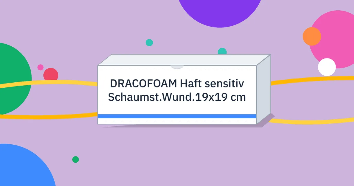 Symbolbild: Packung mit der Aufschrift DRACOFOAM Haft sensitiv Schaumst.Wund.19x19 cm (PZN 17438054) – Verfügbarkeit und Bezug in Apotheken in Frankfurt am Main