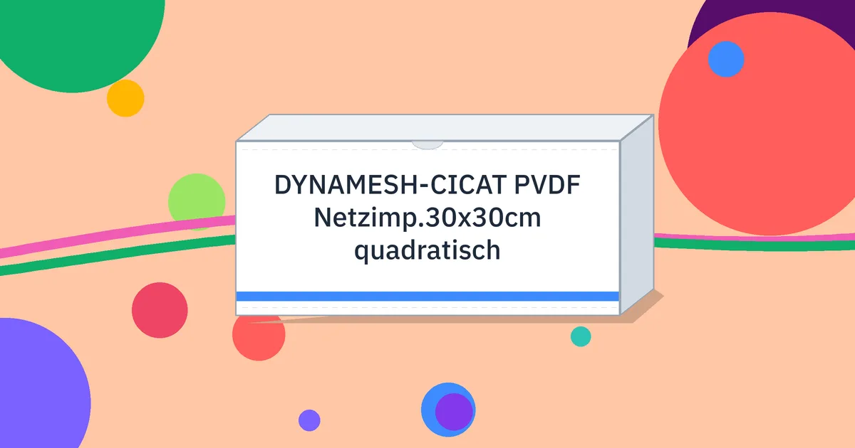 Symbolbild: Packung mit der Aufschrift DYNAMESH-CICAT PVDF Netzimp.30x30cm quadratisch (PZN 19389673) – Verfügbarkeit und Bezug in Apotheken in Frankfurt am Main