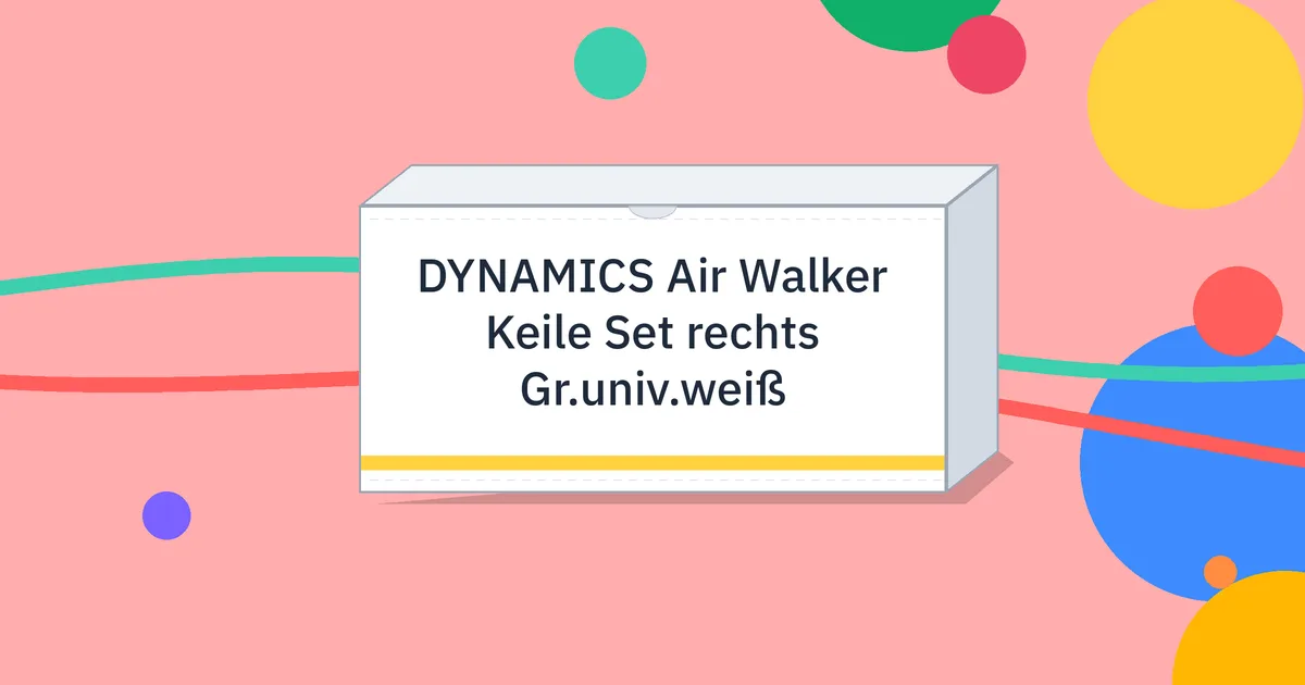 Symbolbild: Packung mit der Aufschrift DYNAMICS Air Walker Keile Set rechts Gr.univ.weiß (PZN 10631581) – Verfügbarkeit und Bezug in Apotheken in Frankfurt am Main