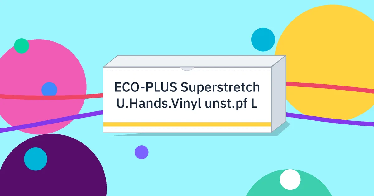 Symbolbild: Packung mit der Aufschrift ECO-PLUS Superstretch U.Hands.Vinyl unst.pf L (PZN 15417881) – Verfügbarkeit und Bezug in Apotheken in Frankfurt am Main