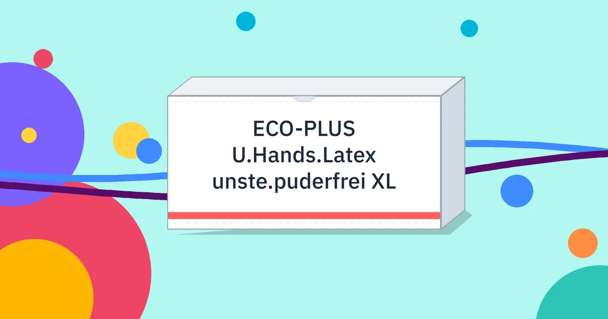 Symbolbild: Packung mit der Aufschrift ECO-PLUS U.Hands.Latex unste.puderfrei XL (PZN 15248421) – Verfügbarkeit und Bezug in Apotheken in Frankfurt am Main