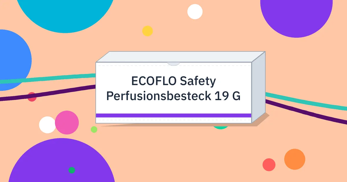 Symbolbild: Packung mit der Aufschrift ECOFLO Safety Perfusionsbesteck 19 G (PZN 19888258) – Verfügbarkeit und Bezug in Apotheken in Frankfurt am Main