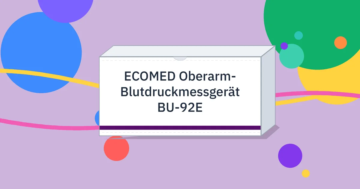 Symbolbild: Packung mit der Aufschrift ECOMED Oberarm-Blutdruckmessgerät BU-92E (PZN 11331326) – Verfügbarkeit und Bezug in Apotheken in Frankfurt am Main