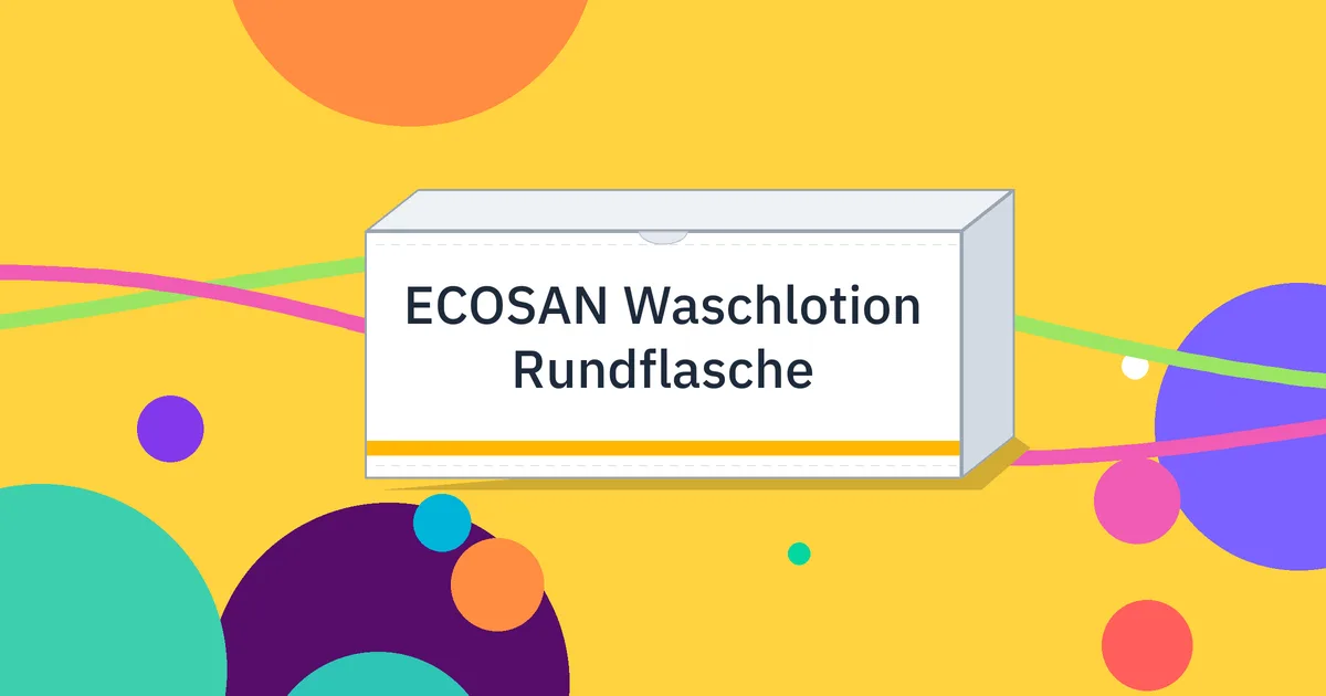 Symbolbild: Packung mit der Aufschrift ECOSAN Waschlotion Rundflasche (PZN 11483036) – Verfügbarkeit und Bezug in Apotheken in Frankfurt am Main