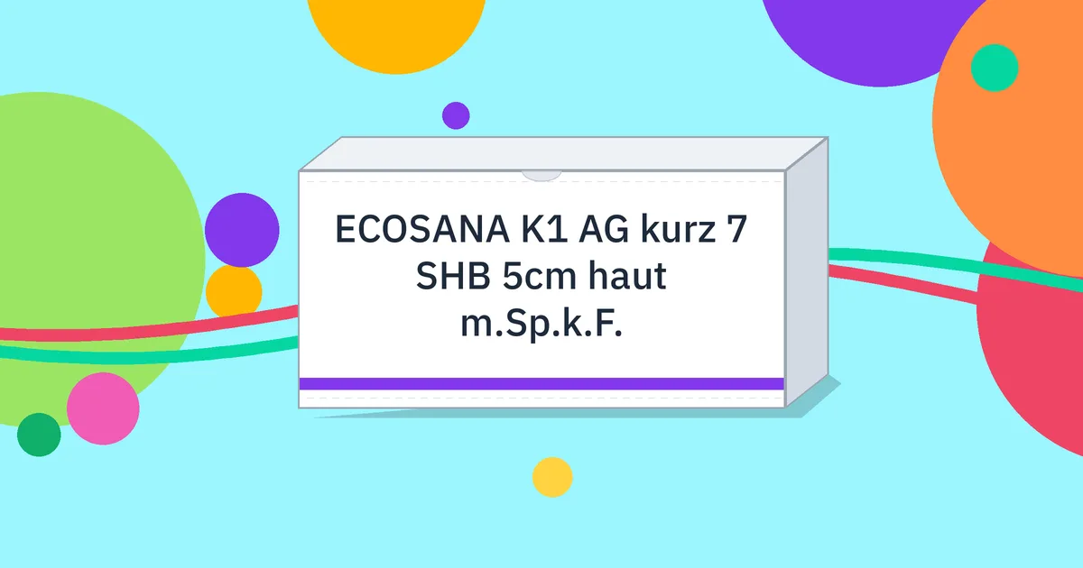 Symbolbild: Packung mit der Aufschrift ECOSANA K1 AG kurz 7 SHB 5cm haut m.Sp.k.F. (PZN 04730959) – Verfügbarkeit und Bezug in Apotheken in Frankfurt am Main