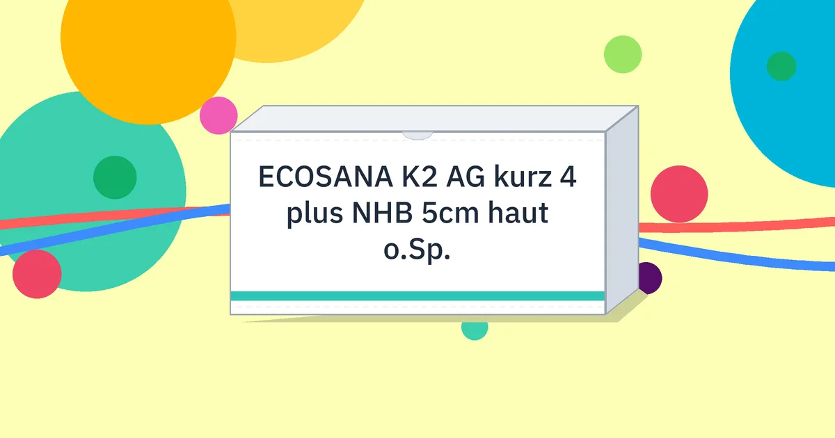 Symbolbild: Packung mit der Aufschrift ECOSANA K2 AG kurz 4 plus NHB 5cm haut o.Sp. (PZN 01452916) – Verfügbarkeit und Bezug in Apotheken in Frankfurt am Main