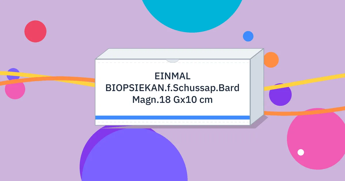 Symbolbild: Packung mit der Aufschrift EINMAL BIOPSIEKAN.f.Schussap.Bard Magn.18 Gx10 cm (PZN 00283630) – Verfügbarkeit und Bezug in Apotheken in Frankfurt am Main