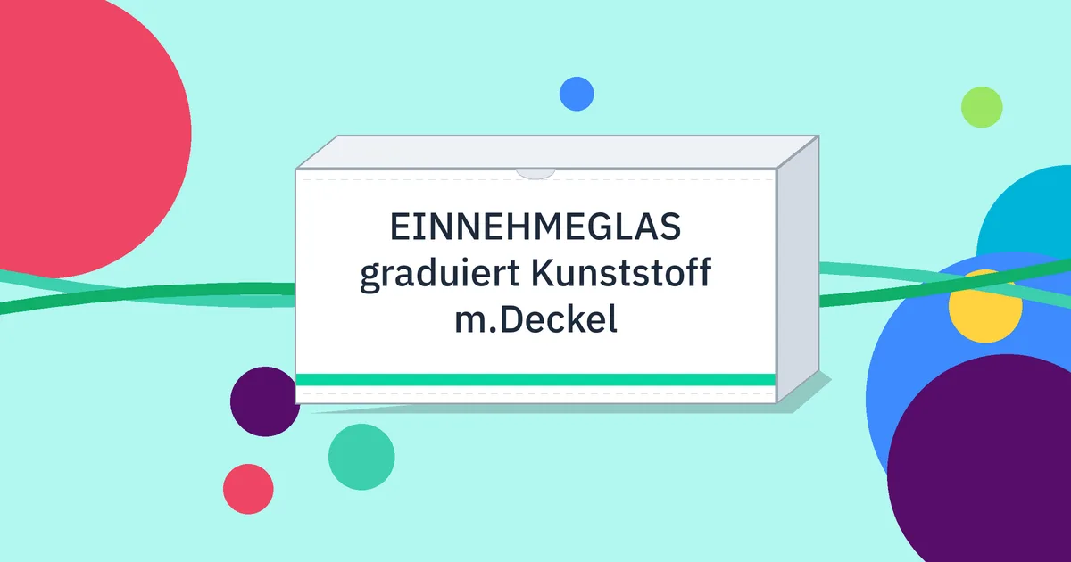 Symbolbild: Packung mit der Aufschrift EINNEHMEGLAS graduiert Kunststoff m.Deckel (PZN 00211317) – Verfügbarkeit und Bezug in Apotheken in Frankfurt am Main