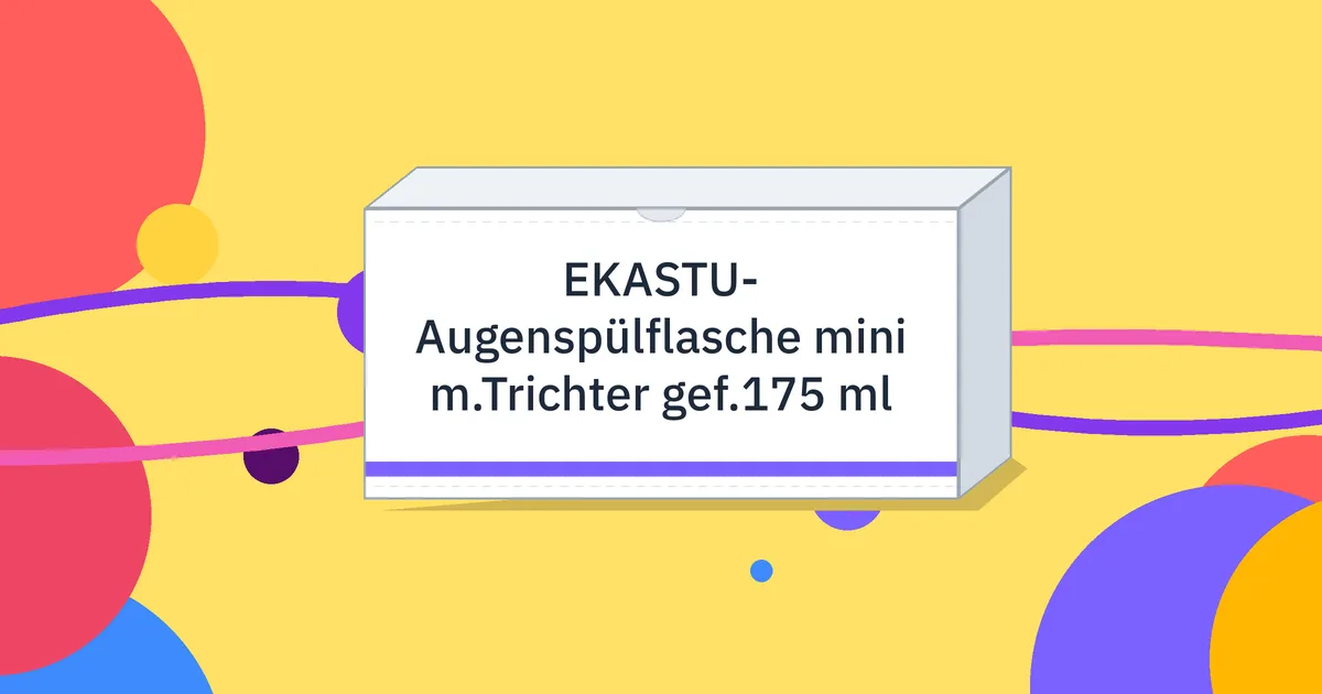 Symbolbild: Packung mit der Aufschrift EKASTU-Augenspülflasche mini m.Trichter gef.175 ml (PZN 02386742) – Verfügbarkeit und Bezug in Apotheken in Frankfurt am Main