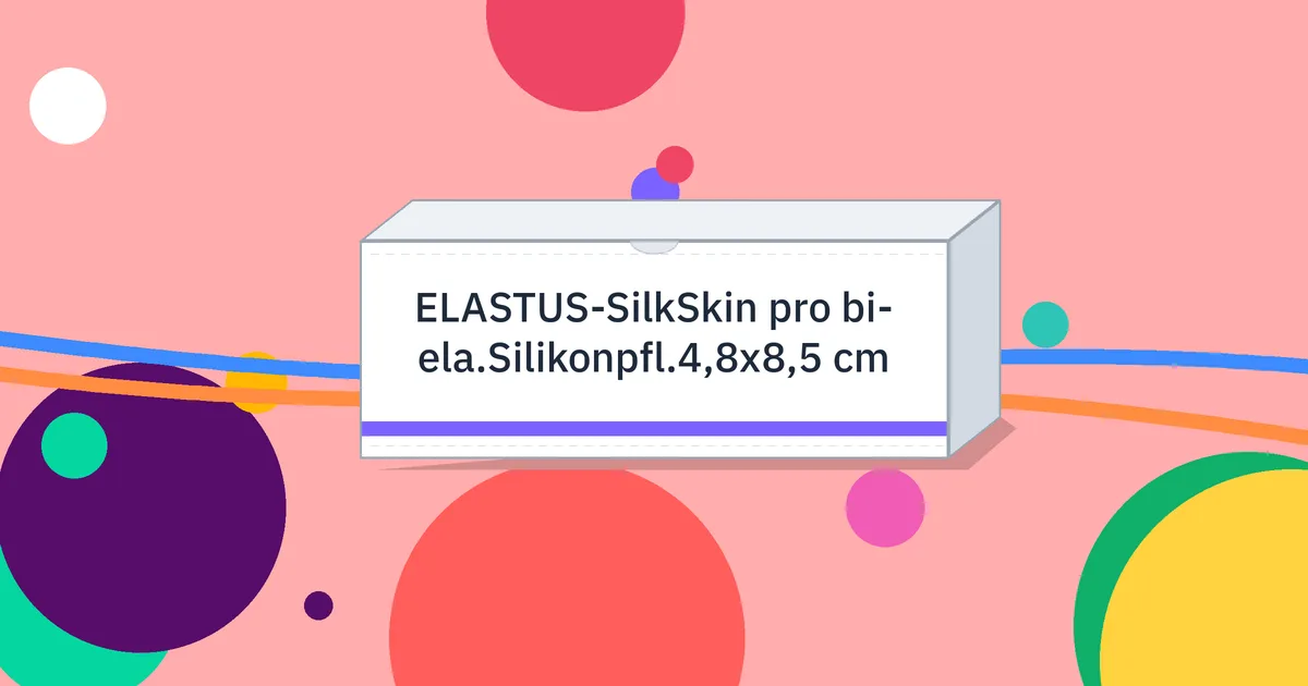 Symbolbild: Packung mit der Aufschrift ELASTUS-SilkSkin pro bi-ela.Silikonpfl.4,8x8,5 cm (PZN 16242604) – Verfügbarkeit und Bezug in Apotheken in Frankfurt am Main