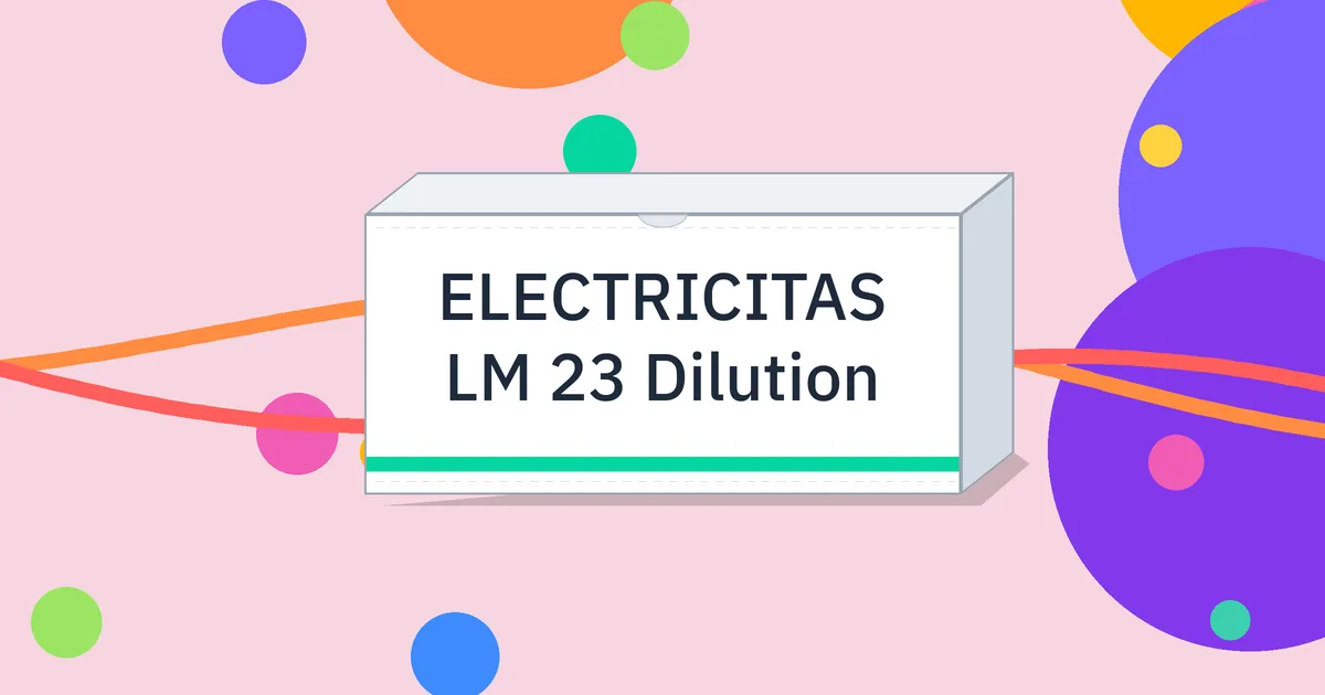 Symbolbild: Packung mit der Aufschrift ELECTRICITAS LM 23 Dilution (PZN 12844536) – Verfügbarkeit und Bezug in Apotheken in Frankfurt am Main