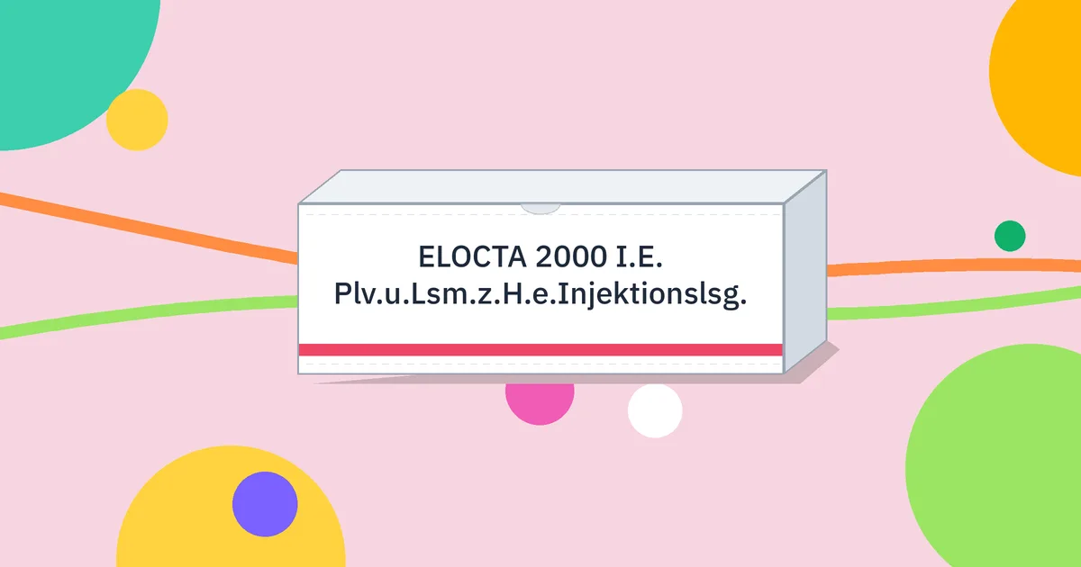 Symbolbild: Packung mit der Aufschrift ELOCTA 2000 I.E. Plv.u.Lsm.z.H.e.Injektionslsg. (PZN 16881184) – Verfügbarkeit und Bezug in Apotheken in Frankfurt am Main