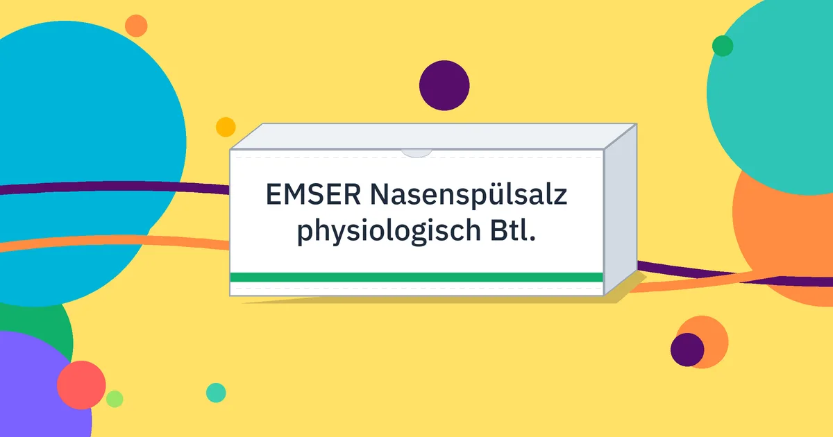 Symbolbild: Packung mit der Aufschrift EMSER Nasenspülsalz physiologisch Btl. (PZN 02579665) – Verfügbarkeit und Bezug in Apotheken in Frankfurt am Main