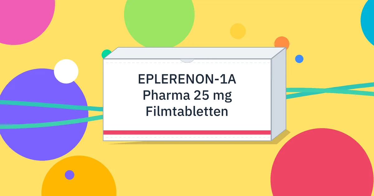 Symbolbild: Packung mit der Aufschrift EPLERENON-1A Pharma 25 mg Filmtabletten (PZN 17978862) – Verfügbarkeit und Bezug in Apotheken in Frankfurt am Main