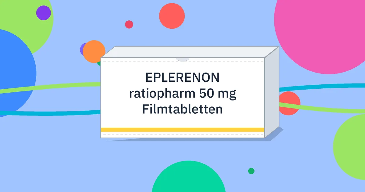 Symbolbild: Packung mit der Aufschrift EPLERENON ratiopharm 50 mg Filmtabletten (PZN 14035775) – Verfügbarkeit und Bezug in Apotheken in Frankfurt am Main