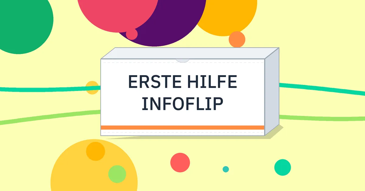 Symbolbild: Packung mit der Aufschrift ERSTE HILFE INFOFLIP (PZN 02461892) – Verfügbarkeit und Bezug in Apotheken in Frankfurt am Main