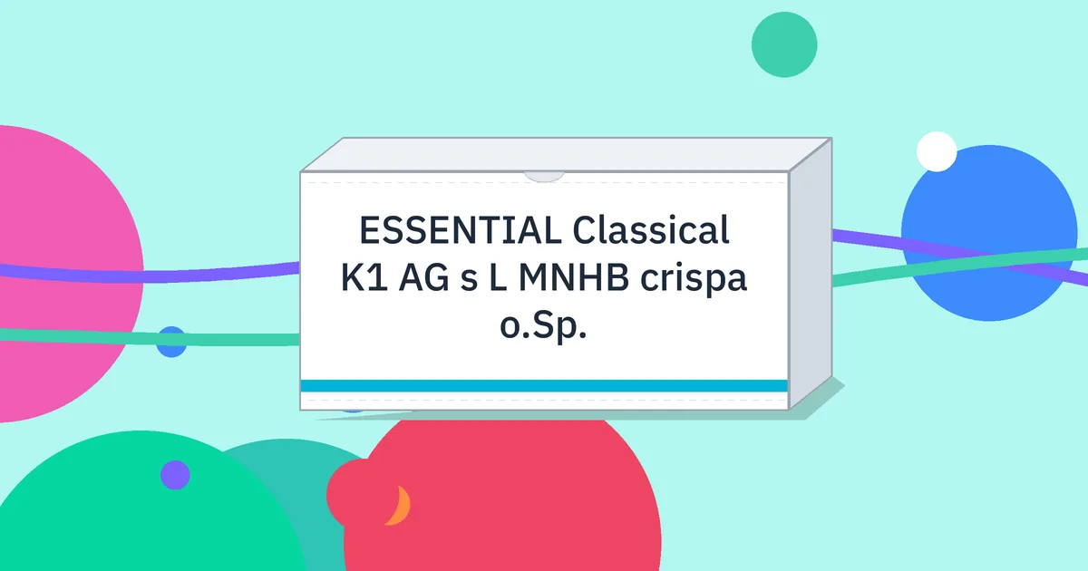 Symbolbild: Packung mit der Aufschrift ESSENTIAL Classical K1 AG s L MNHB crispa o.Sp. (PZN 19320776) – Verfügbarkeit und Bezug in Apotheken in Frankfurt am Main