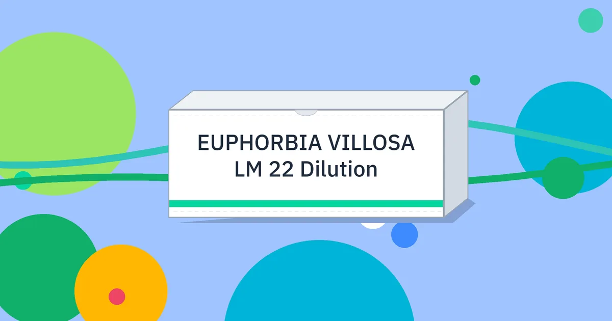 Symbolbild: Packung mit der Aufschrift EUPHORBIA VILLOSA LM 22 Dilution (PZN 13482868) – Verfügbarkeit und Bezug in Apotheken in Frankfurt am Main
