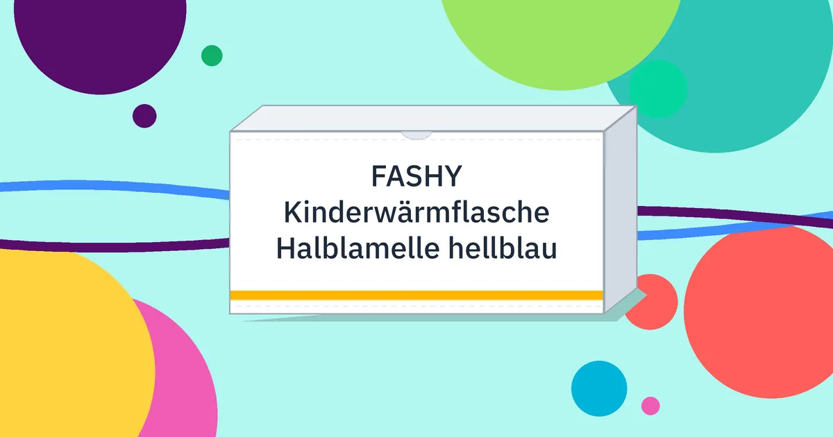 Symbolbild: Packung mit der Aufschrift FASHY Kinderwärmflasche Halblamelle hellblau (PZN 10380535) – Verfügbarkeit und Bezug in Apotheken in Frankfurt am Main