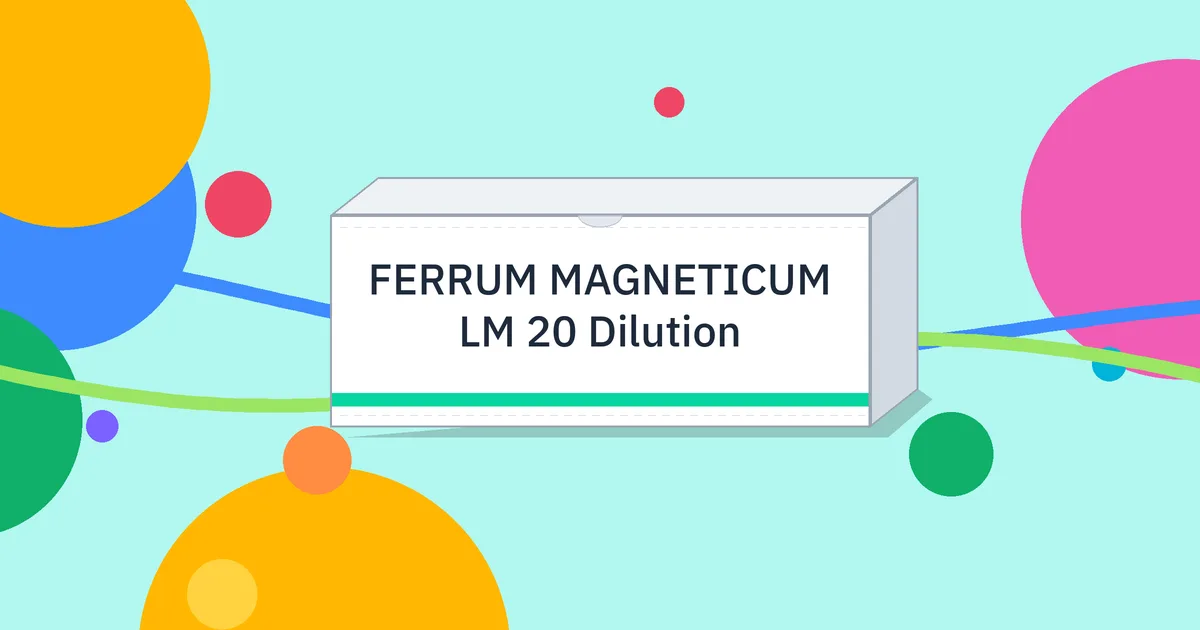 Symbolbild: Packung mit der Aufschrift FERRUM MAGNETICUM LM 20 Dilution (PZN 12849953) – Verfügbarkeit und Bezug in Apotheken in Frankfurt am Main