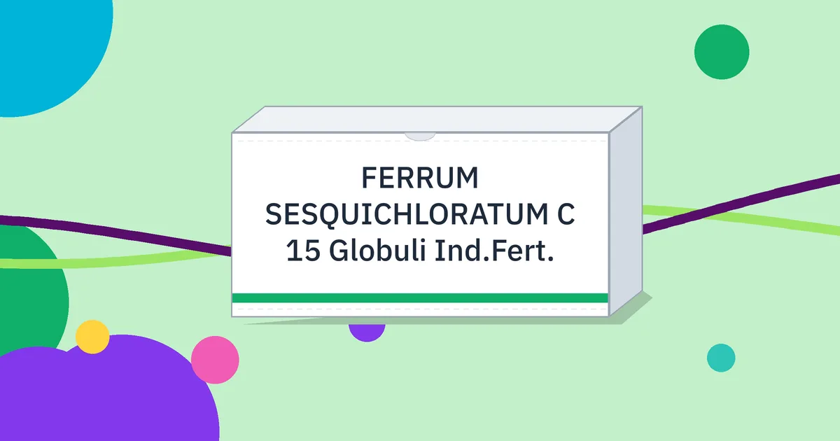 Symbolbild: Packung mit der Aufschrift FERRUM SESQUICHLORATUM C 15 Globuli Ind.Fert. (PZN 17732954) – Verfügbarkeit und Bezug in Apotheken in Frankfurt am Main