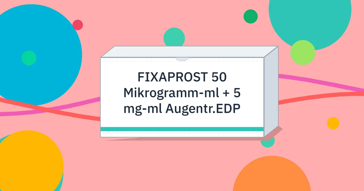 Symbolbild: Packung mit der Aufschrift FIXAPROST 50 Mikrogramm-ml + 5 mg-ml Augentr.EDP (PZN 14336778) – Verfügbarkeit und Bezug in Apotheken in Frankfurt am Main