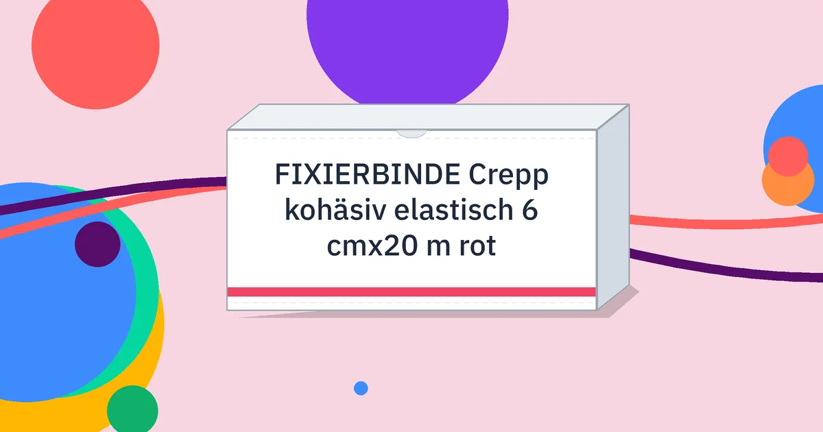 Symbolbild: Packung mit der Aufschrift FIXIERBINDE Crepp kohäsiv elastisch 6 cmx20 m rot (PZN 04794422) – Verfügbarkeit und Bezug in Apotheken in Frankfurt am Main