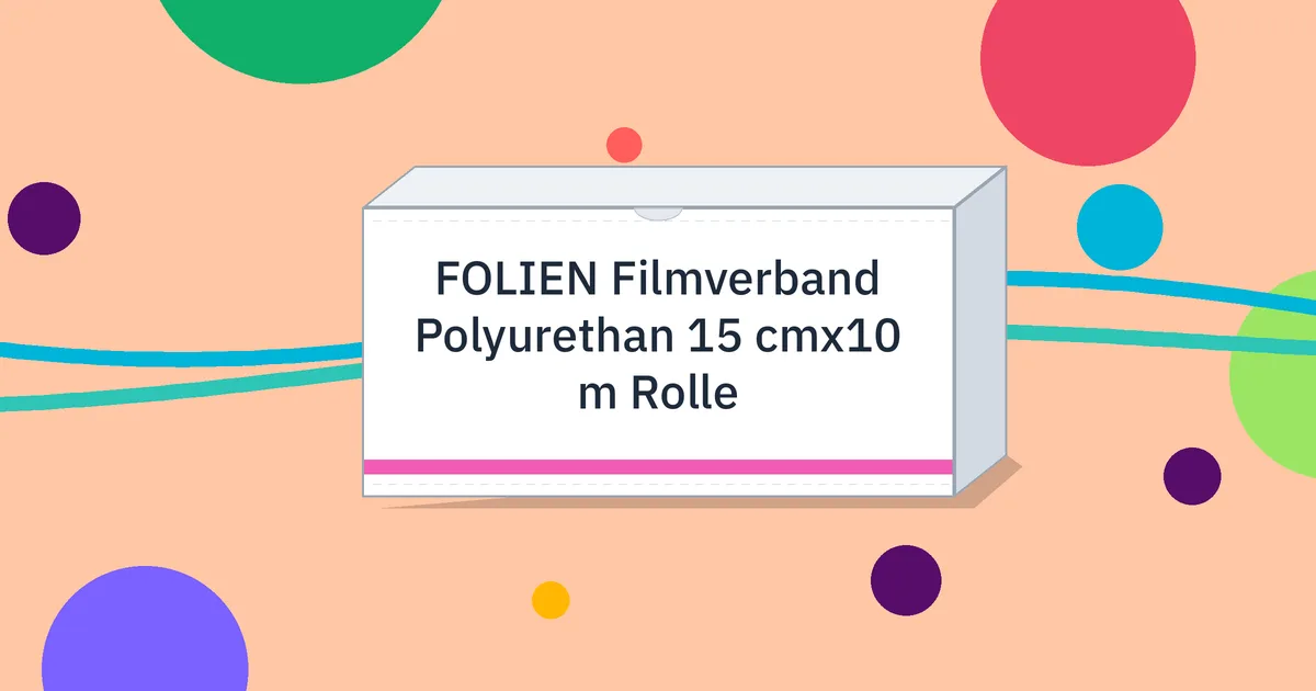 Symbolbild: Packung mit der Aufschrift FOLIEN Filmverband Polyurethan 15 cmx10 m Rolle (PZN 17563523) – Verfügbarkeit und Bezug in Apotheken in Frankfurt am Main