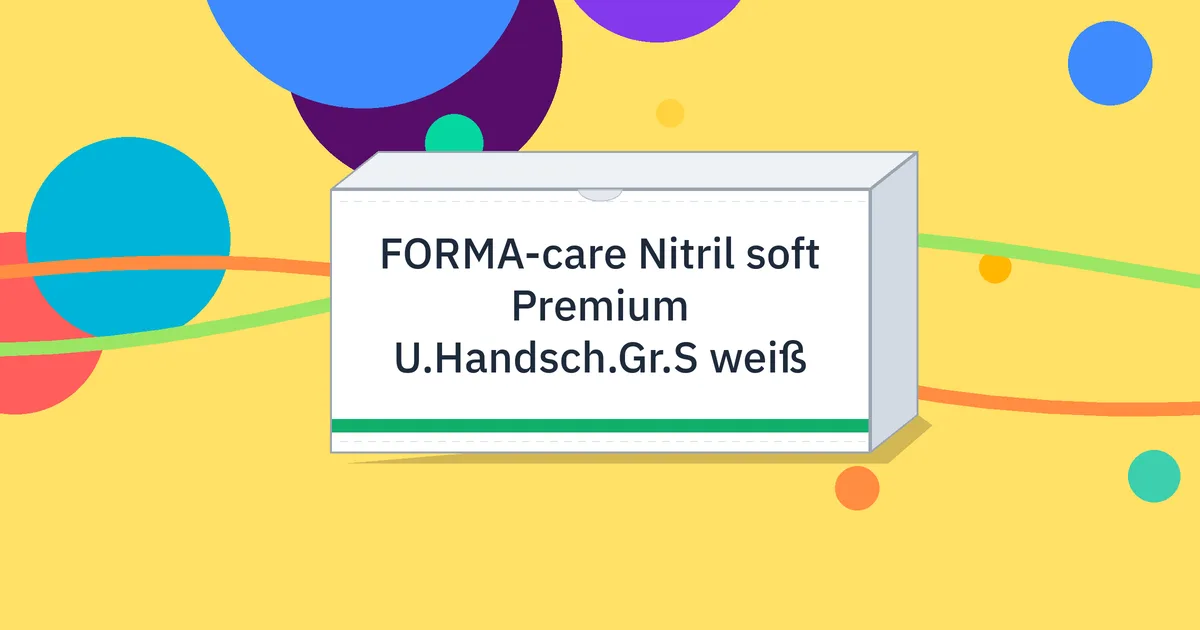 Symbolbild: Packung mit der Aufschrift FORMA-care Nitril soft Premium U.Handsch.Gr.S weiß (PZN 11000629) – Verfügbarkeit und Bezug in Apotheken in Frankfurt am Main