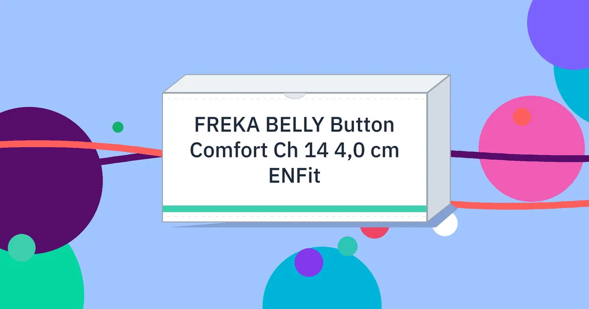 Symbolbild: Packung mit der Aufschrift FREKA BELLY Button Comfort Ch 14 4,0 cm ENFit (PZN 11481712) – Verfügbarkeit und Bezug in Apotheken in Frankfurt am Main