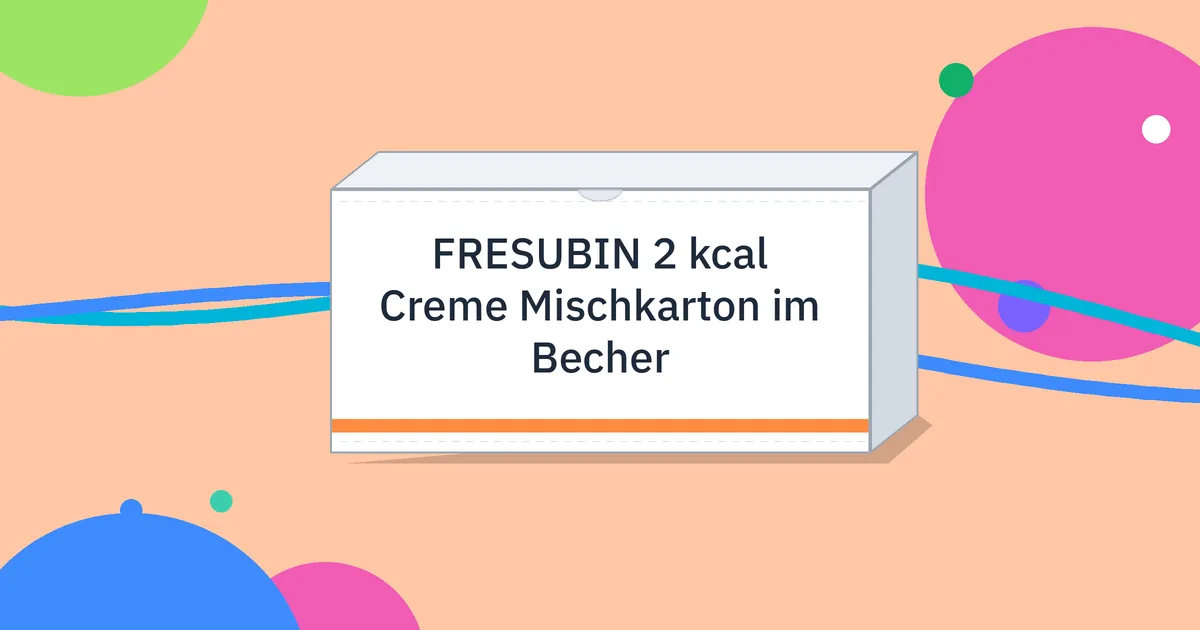 Symbolbild: Packung mit der Aufschrift FRESUBIN 2 kcal Creme Mischkarton im Becher (PZN 20398252) – Verfügbarkeit und Bezug in Apotheken in Frankfurt am Main