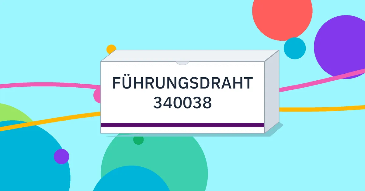 Symbolbild: Packung mit der Aufschrift FÜHRUNGSDRAHT 340038 (PZN 06678996) – Verfügbarkeit und Bezug in Apotheken in Frankfurt am Main