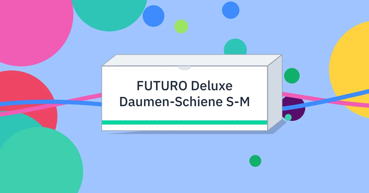 Symbolbild: Packung mit der Aufschrift FUTURO Deluxe Daumen-Schiene S-M (PZN 10186595) – Verfügbarkeit und Bezug in Apotheken in Frankfurt am Main