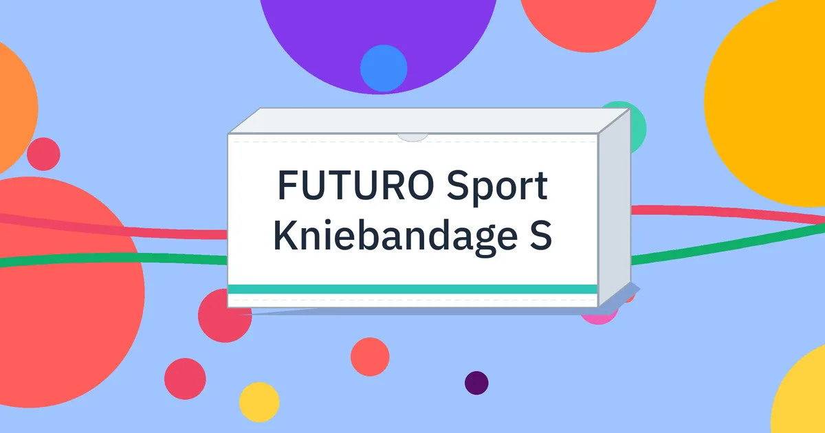 Symbolbild: Packung mit der Aufschrift FUTURO Sport Kniebandage S (PZN 02043232) – Verfügbarkeit und Bezug in Apotheken in Frankfurt am Main