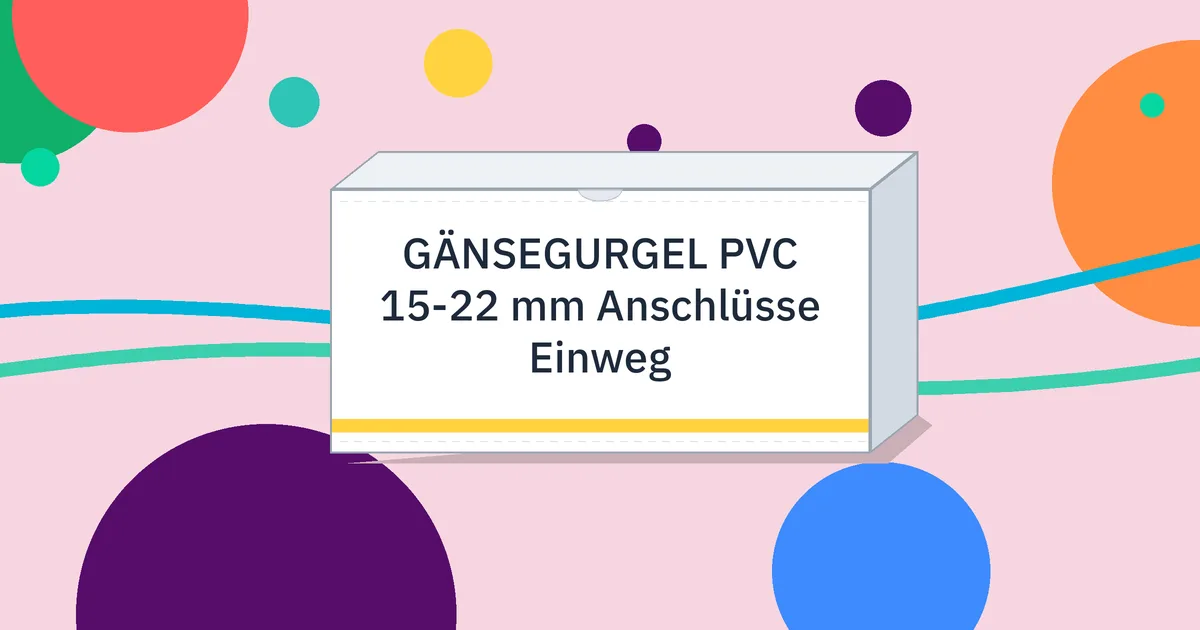 Symbolbild: Packung mit der Aufschrift GÄNSEGURGEL PVC 15-22 mm Anschlüsse Einweg (PZN 07589355) – Verfügbarkeit und Bezug in Apotheken in Frankfurt am Main