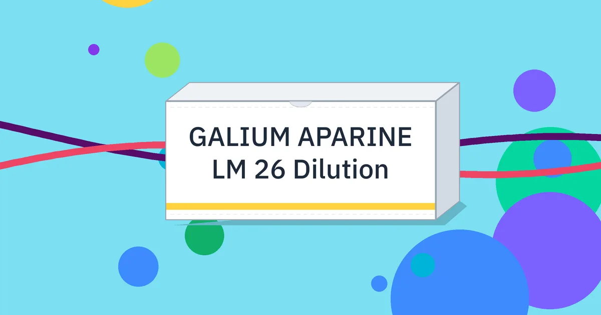 Symbolbild: Packung mit der Aufschrift GALIUM APARINE LM 26 Dilution (PZN 13497290) – Verfügbarkeit und Bezug in Apotheken in Frankfurt am Main