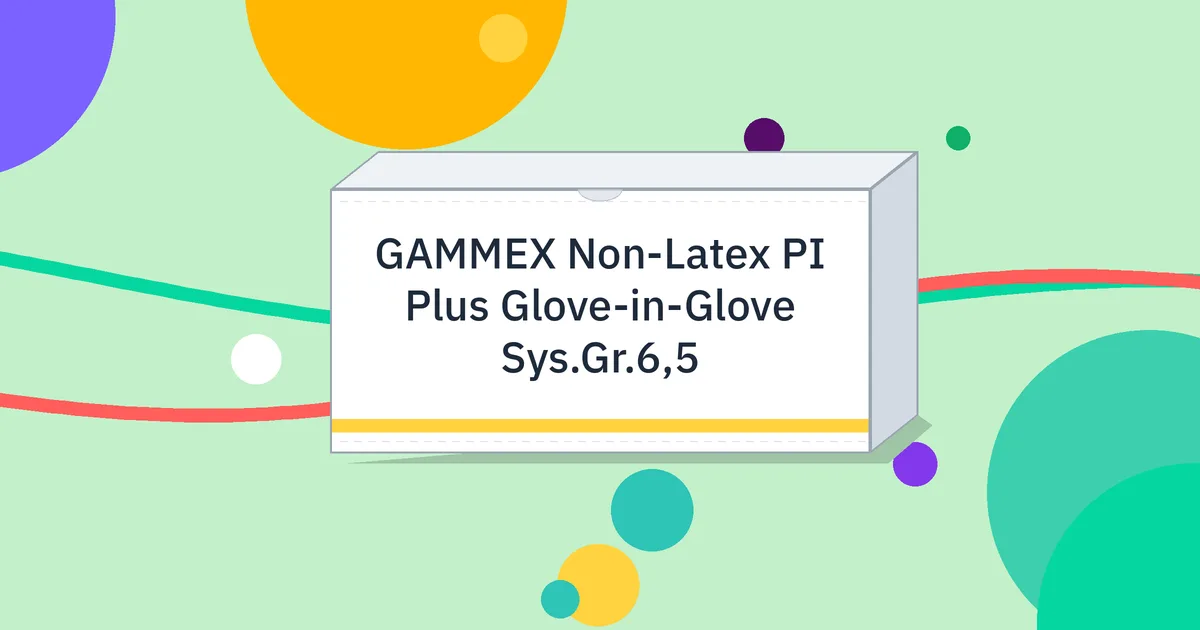 Symbolbild: Packung mit der Aufschrift GAMMEX Non-Latex PI Plus Glove-in-Glove Sys.Gr.6,5 (PZN 18379537) – Verfügbarkeit und Bezug in Apotheken in Frankfurt am Main