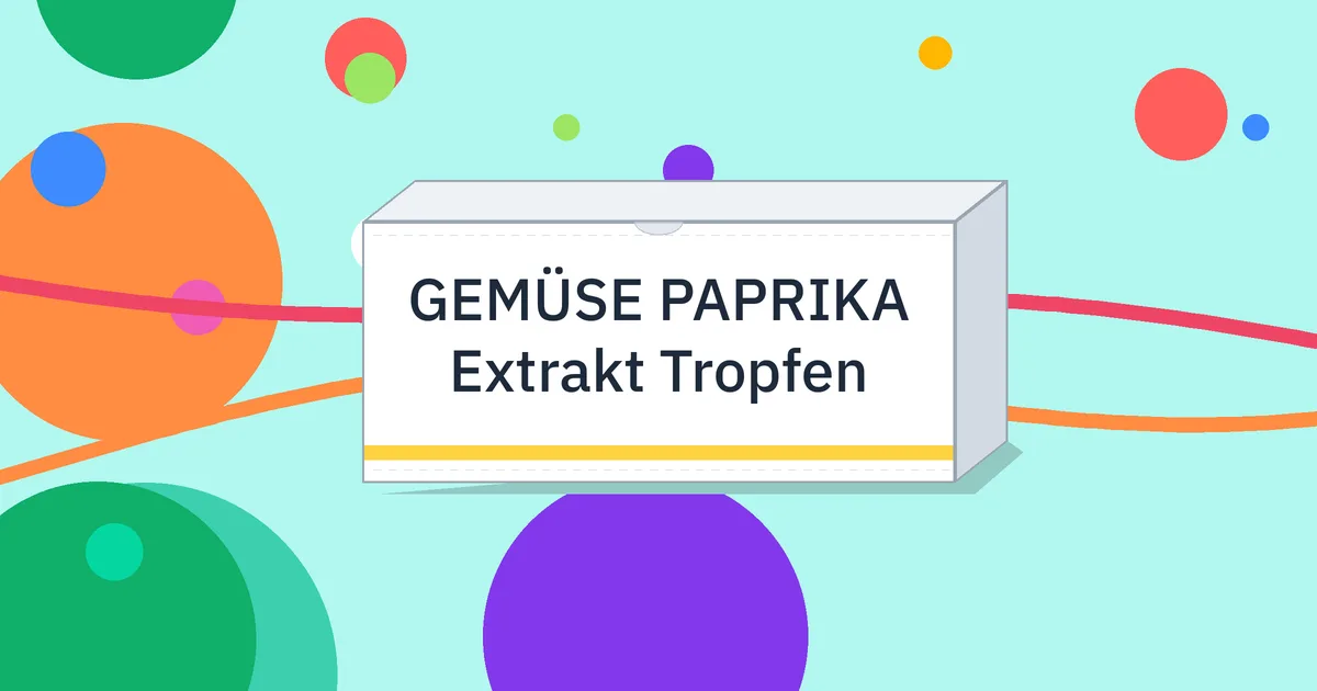 Symbolbild: Packung mit der Aufschrift GEMÜSE PAPRIKA Extrakt Tropfen (PZN 20211147) – Verfügbarkeit und Bezug in Apotheken in Frankfurt am Main