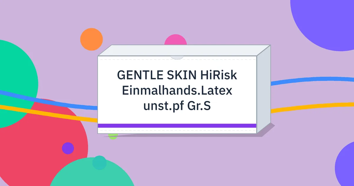 Symbolbild: Packung mit der Aufschrift GENTLE SKIN HiRisk Einmalhands.Latex unst.pf Gr.S (PZN 11362924) – Verfügbarkeit und Bezug in Apotheken in Frankfurt am Main