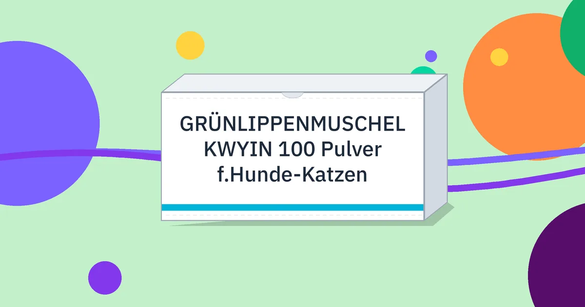 Symbolbild: Packung mit der Aufschrift GRÜNLIPPENMUSCHEL KWYIN 100 Pulver f.Hunde-Katzen (PZN 12460818) – Verfügbarkeit und Bezug in Apotheken in Frankfurt am Main