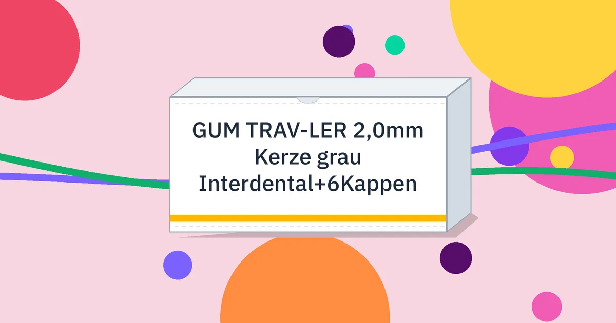 Symbolbild: Packung mit der Aufschrift GUM TRAV-LER 2,0mm Kerze grau Interdental+6Kappen (PZN 09714362) – Verfügbarkeit und Bezug in Apotheken in Frankfurt am Main