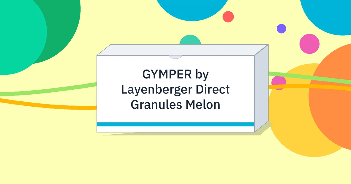Symbolbild: Packung mit der Aufschrift GYMPER by Layenberger Direct Granules Melon (PZN 16061647) – Verfügbarkeit und Bezug in Apotheken in Frankfurt am Main