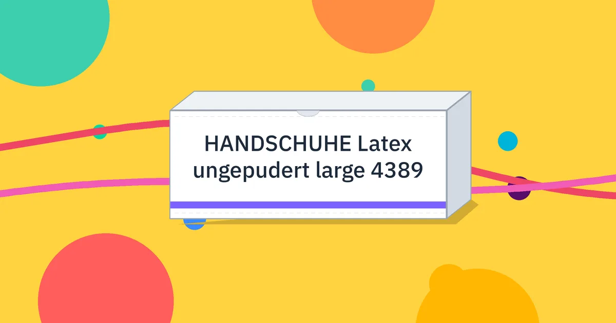 Symbolbild: Packung mit der Aufschrift HANDSCHUHE Latex ungepudert large 4389 (PZN 00623824) – Verfügbarkeit und Bezug in Apotheken in Frankfurt am Main